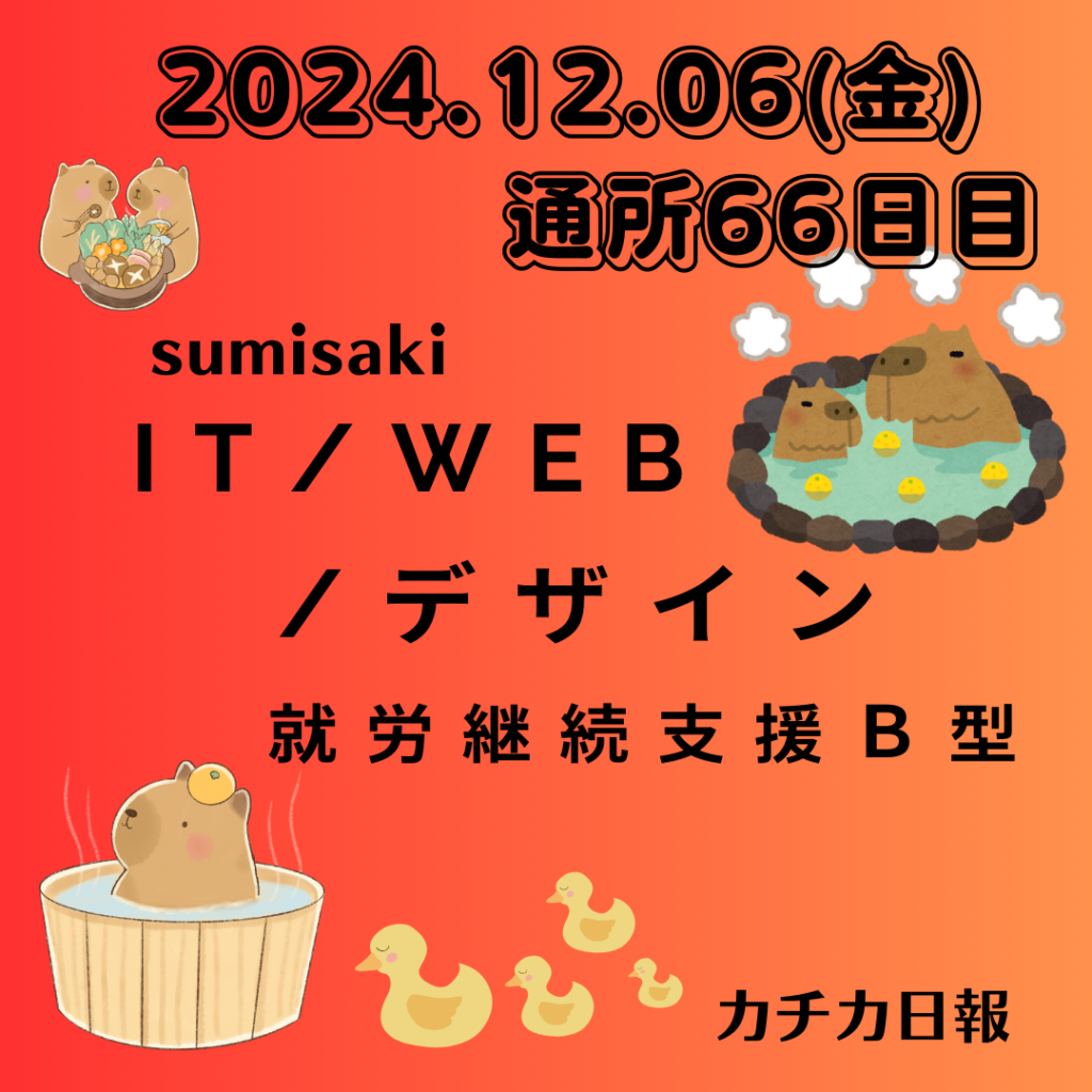 sumisaki 2024.12.06 通所66日目 – 【障がい者在宅支援】静岡市のIT × 福祉 ワンルーム型グループホーム・就労継続支援B型